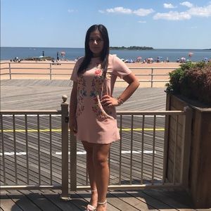 Zara | Dresses | Zara Pink Dress With Flower Details | Poshmark